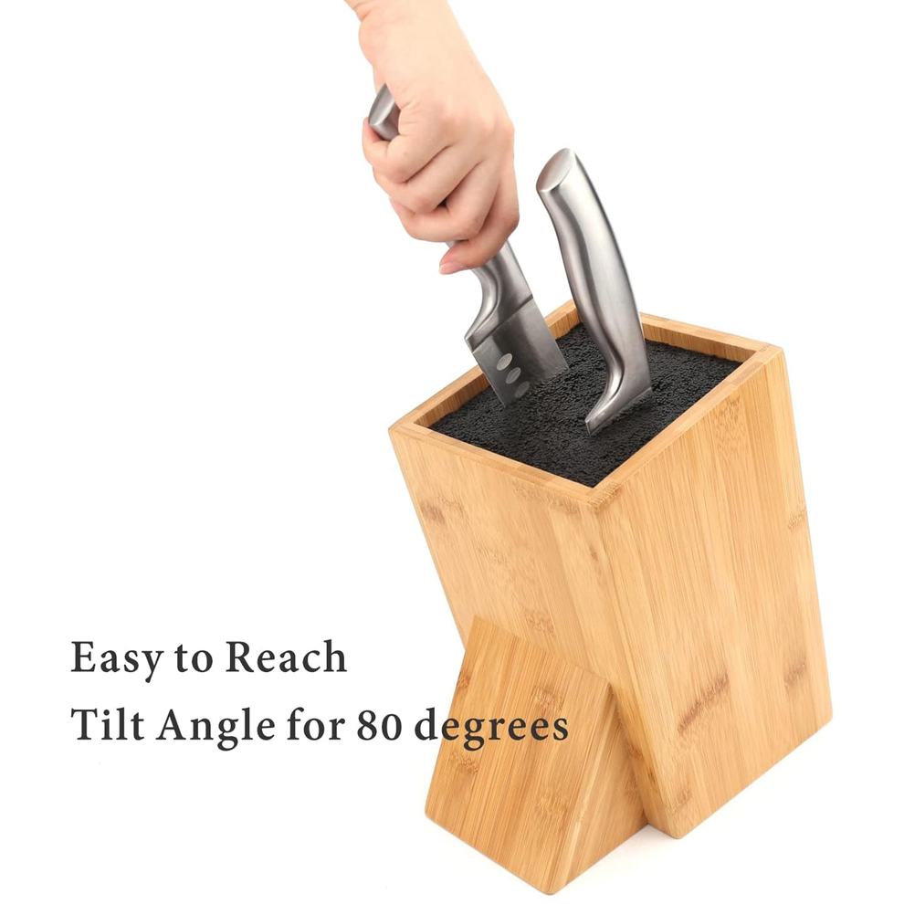 KITCHENDAO Universal Knife Block in Bamboo with Detachable Bristles ...